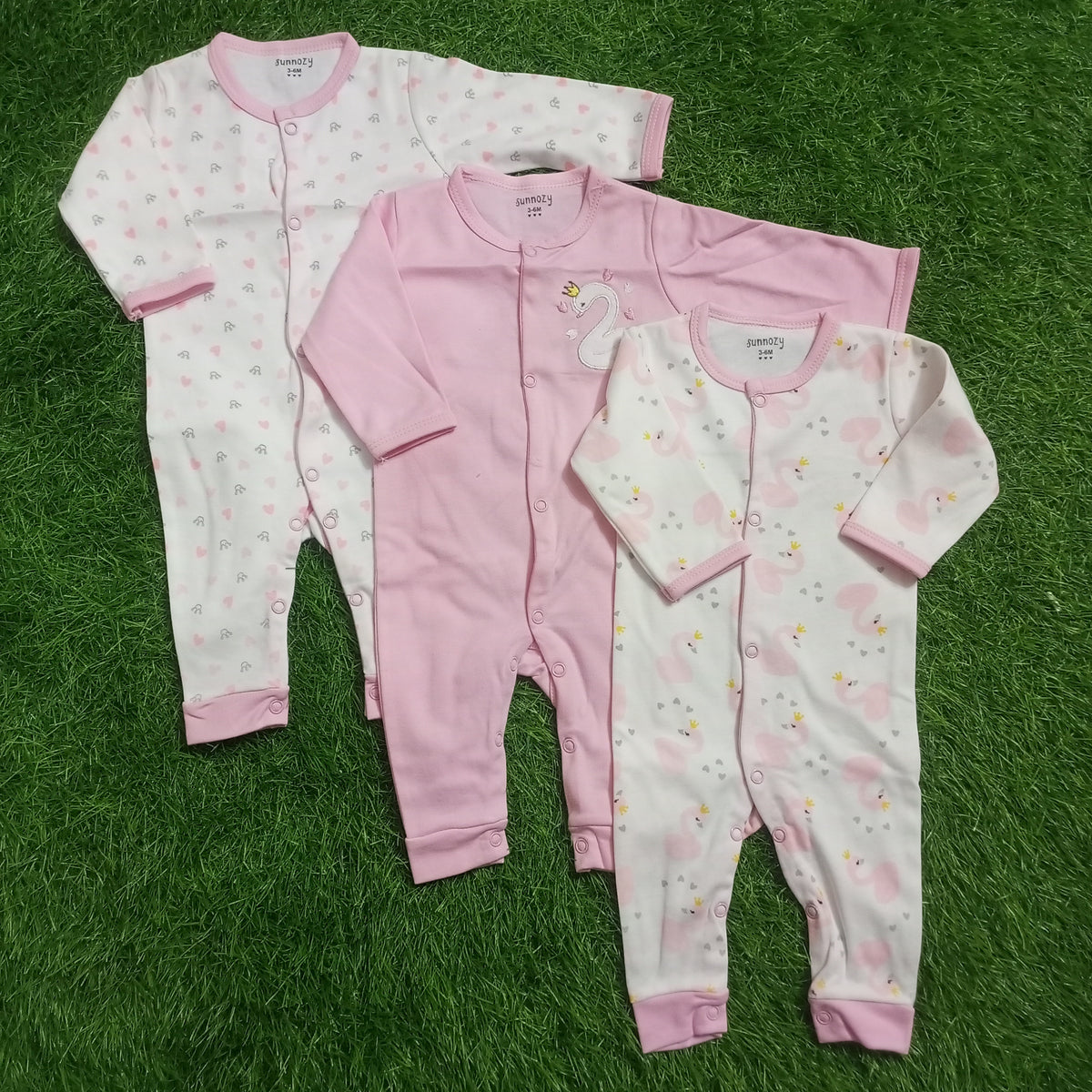 Pack of 3 Sleep Suits - Pink Duck– Superior Babies
